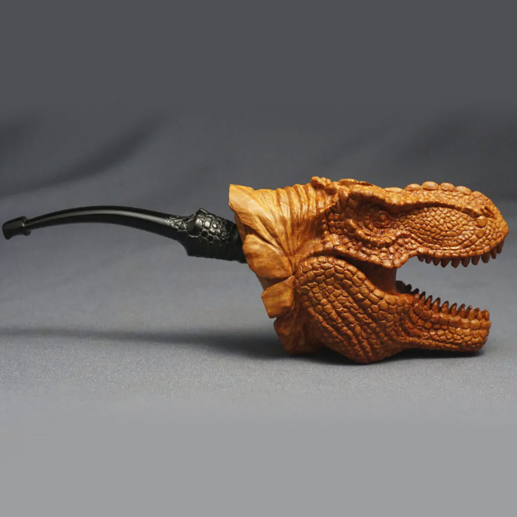 Dinosaur pipe for sale | Hand carved pipes by Max Bogdan