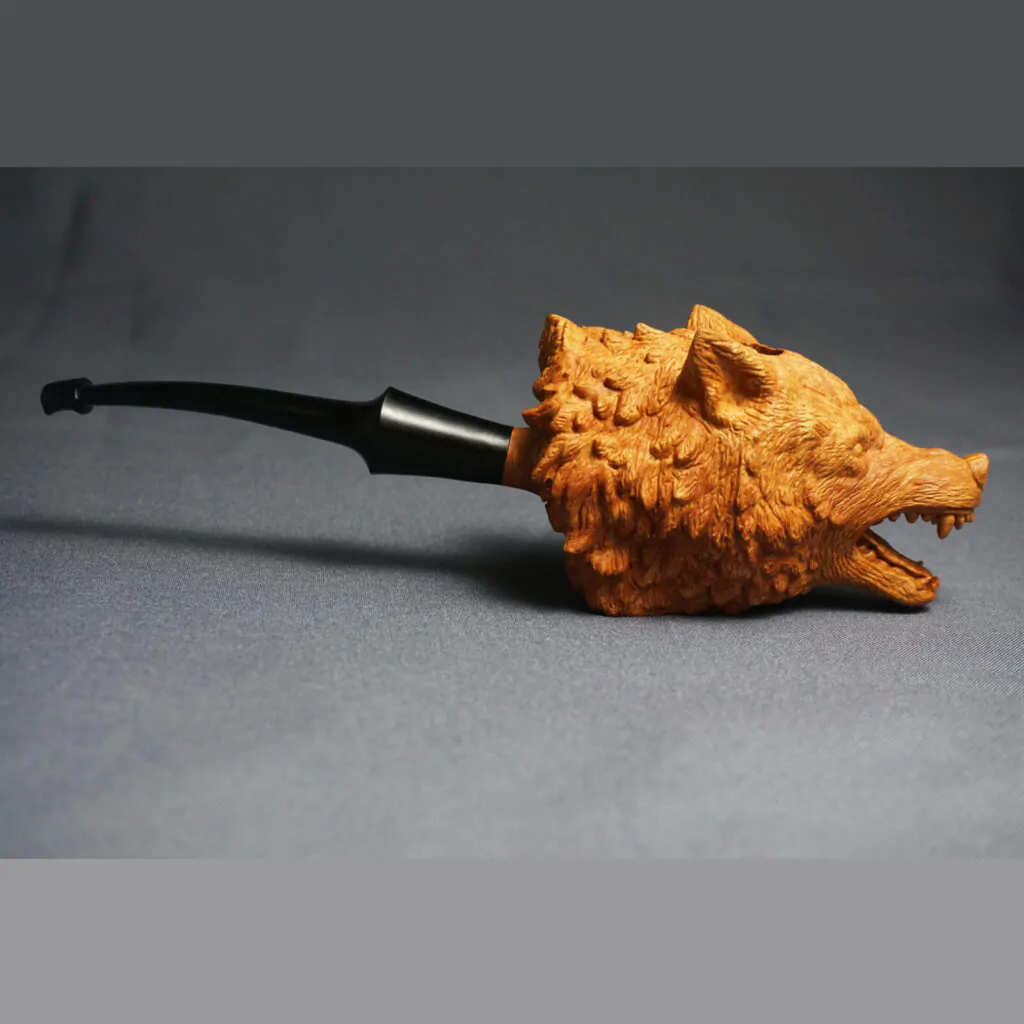 Wolf pipe for sale | Hand carved pipes by Max Bogdan